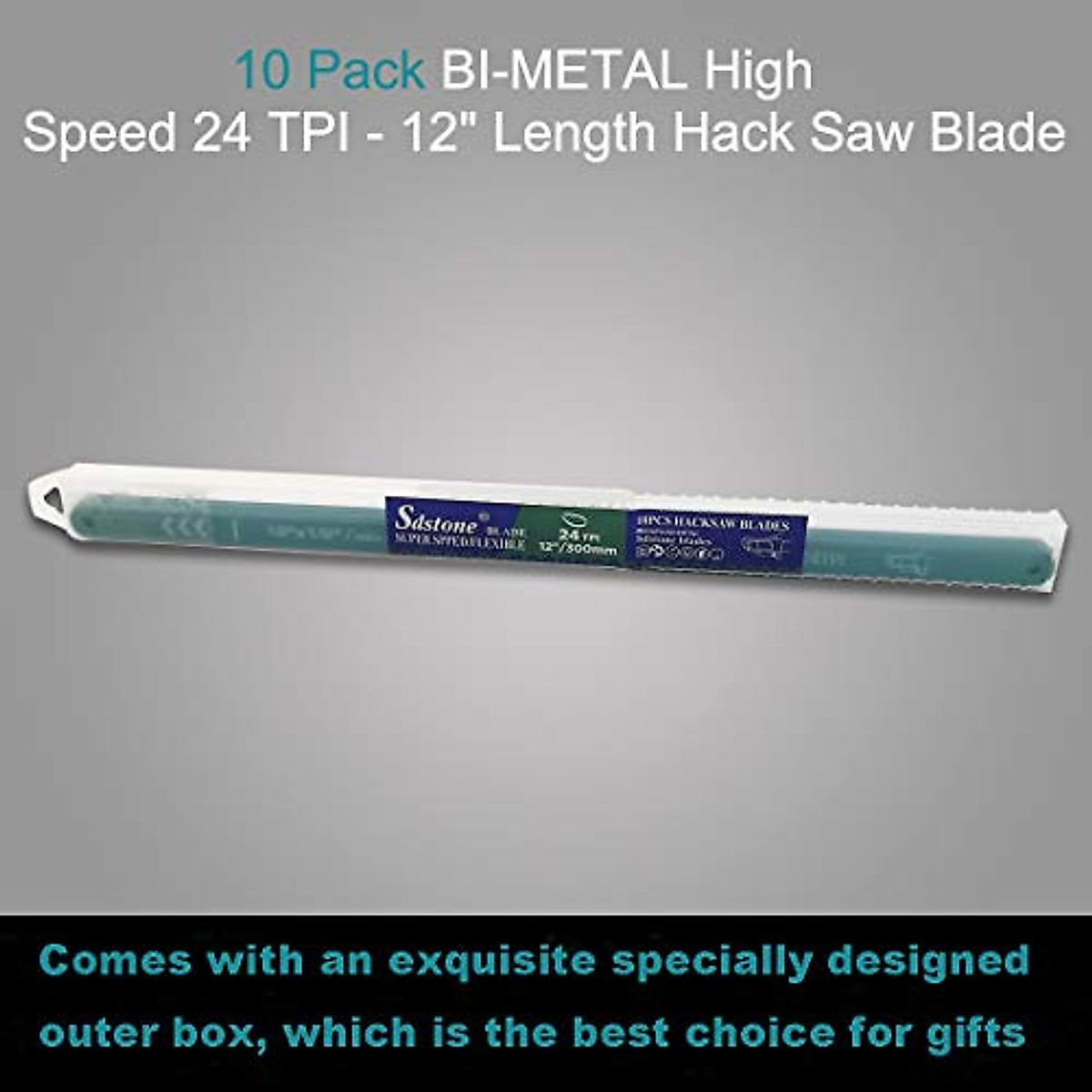 Sdstone Hacksaw Blades High Speed Replacement Blades 24 TPI - 12" Length Hacksaw Blade - Carbon Strength Steel (10 Pack)