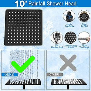 10" Rainfall Shower Head/Handheld Combo, Powerful Jet Modes, 11" Arm, 3 Spray Settings, Anti-leak with Holder/Hose, Height/Angle Adjustable