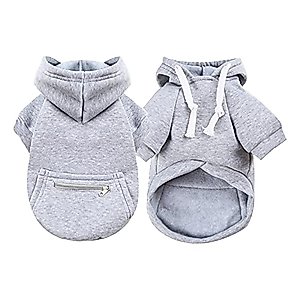 Girl Dog Sweater Large Size Dog Autumn and Winter Pocket Sweatshirt Gray Zipper Hoodies Cute Warm Pet Clothes