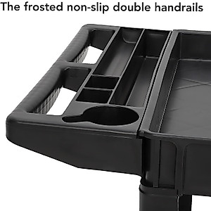 Service Cart 2-Shelf, Storage Handle, 500 lbs Capacity, for Warehouse/Garage/Cleaning/Manufacturing，45"X25"