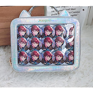 HOKMAH Cute Ita Backpack Bag for Girls Women, Kawaii Itabag Clear Window Lolita Purse Backpack, Aesthetic Glitter Pin Doll Display (Silver)