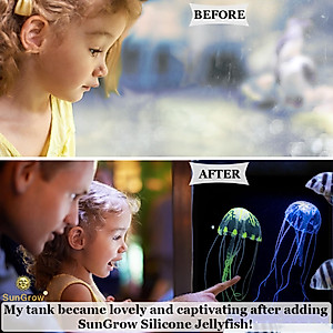 Jellyfish Aquarium Decorations, Silicone Fish Tank Ornaments, Colorful Decor Glows in Blacklight, Adds Beauty to Freshwater & Saltwater Tanks and Terrariums, 6pcs