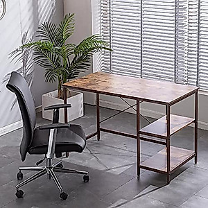 MJWDP (120 x 60 x 75cm) Industrial Style Three Layers Computer Desk Study Desk Office Table Laptop Table Table Black Walnut Color