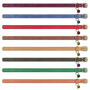 Cat Collar Adjustable Soft Genuine Leather Pet Collars for Cats Kitten Puppy Small Dogs (Burgundy)