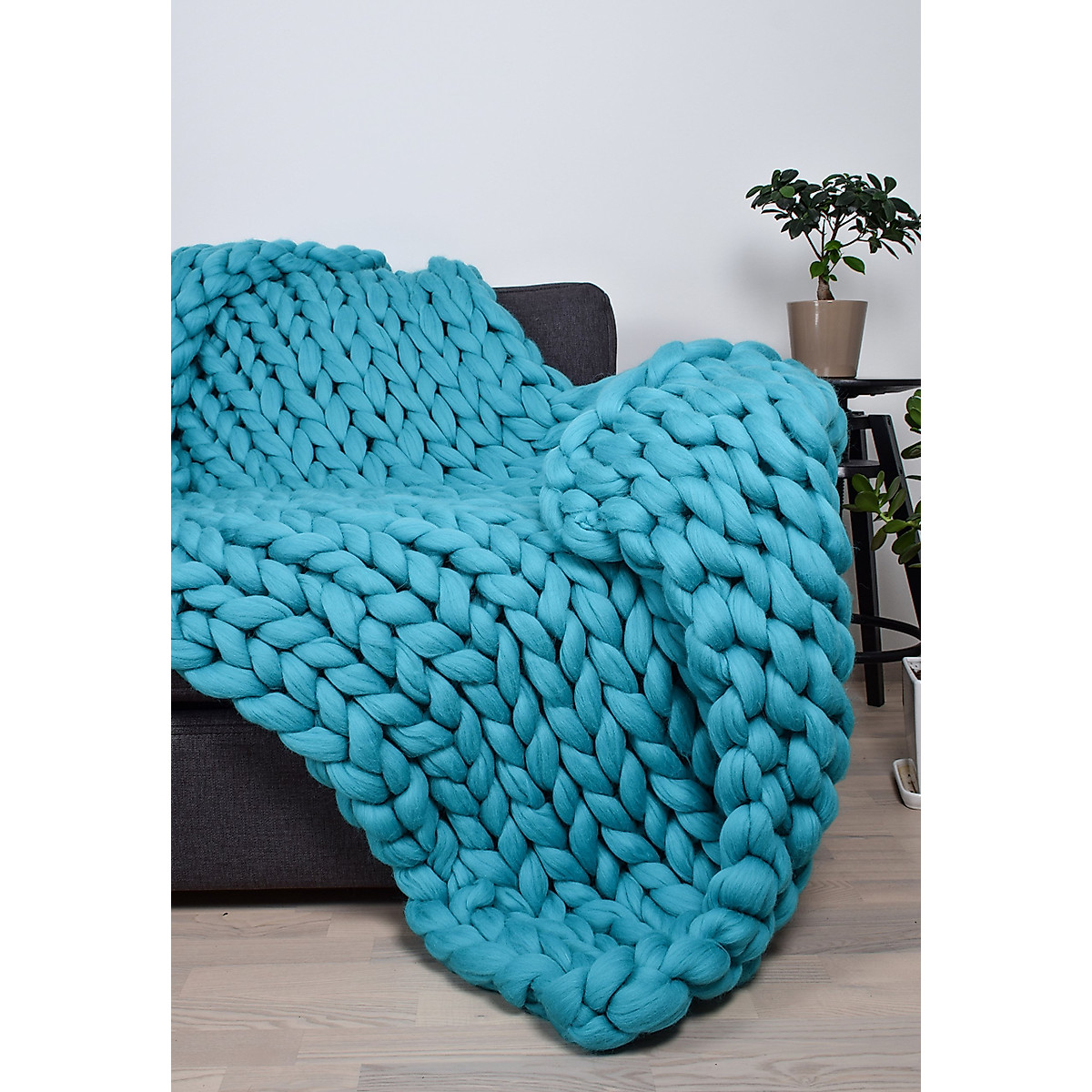 Chunky knit blanket Chunky blanket Merino wool blanket Giant throw Chunky Merino wool blanket Plaid Home decor Christmas gift Christmas present Interior design