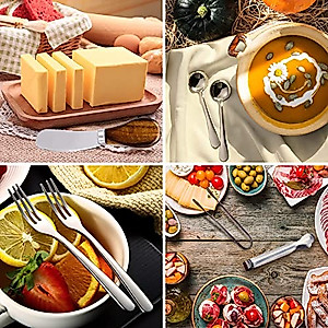 Charcuterie Accessories (14 Pcs), Cheese Spreaders for Charcuterie Board, Mini Serving Spoons, Forks and Mini Serving Tongs - Charcuterie Utensils for Butter, Cheese and Pastry Making