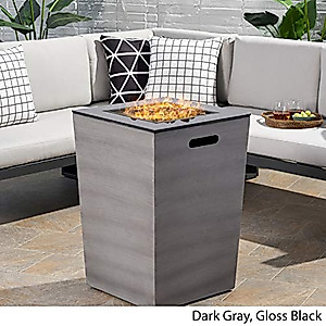 Megan Outdoor Modern 19.5-Inch Fire Column, Dark Gray and Gloss Black