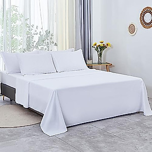 AveLom White Comforter Queen Size Set with Sheets - 7 Pieces Bed in a Bag Seersucker Complete Bedding Set, All Season Lightweight Bed Set with Comforter, Sheets, Pillowcases & Shams