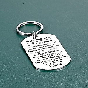 Funny Brother Gift Keychains for Him Men Cousins Brother Christmas Birthday Valentines Day Graduation Jewelry for Big Brother from Little Brother Sister in law Adult Teen Girl Boy Sibling Family