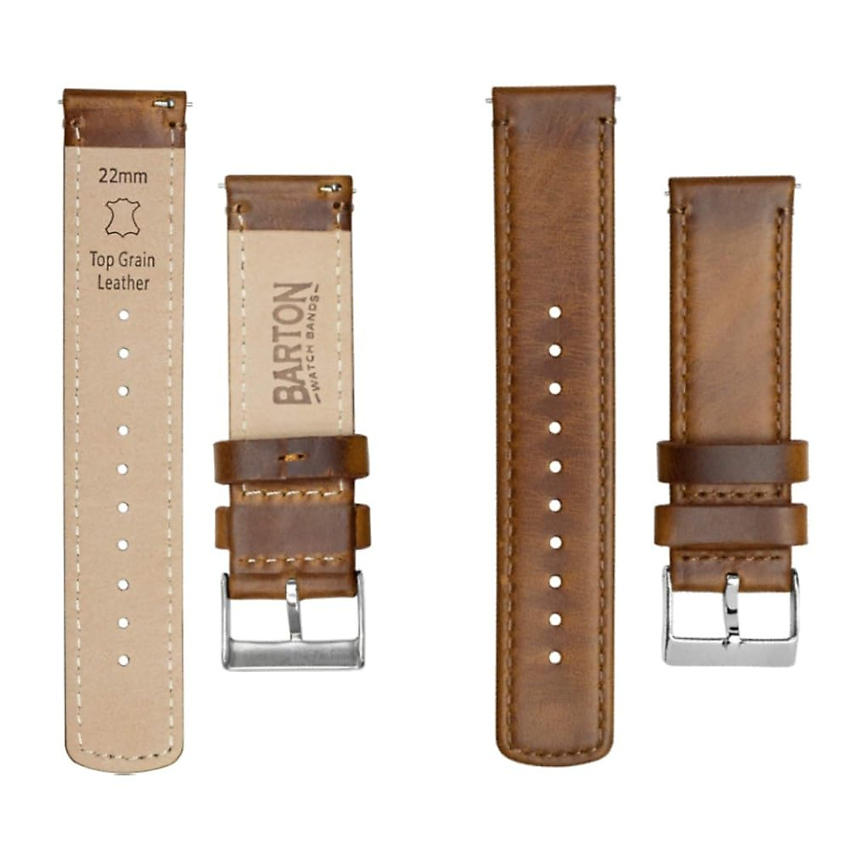 BARTON WATCH BANDS Barton 20mm Leather Watch Band for Men - Premium 20mm Watch Band Leather Design - Elegant 20mm Leather Watch Strap Replacement - Compatible with Most Men's Watches