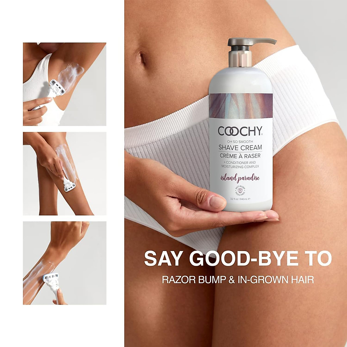 Coochy Intimate Shaving Cream | Shave Conditioner & Moisturizer for Face & Body | Ideal for Sensitive Skin Care, Anti-Bump | Island Paradise, 32 oz