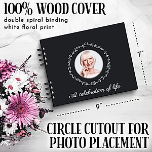 Generic Funeral Guest Book, Celebration of Life Decorations, Celebration of Life Guest Book, Guest Book for Funeral, Funeral Guest Book for Memorial Service with Table Card, Pen & Stand, Wood Book