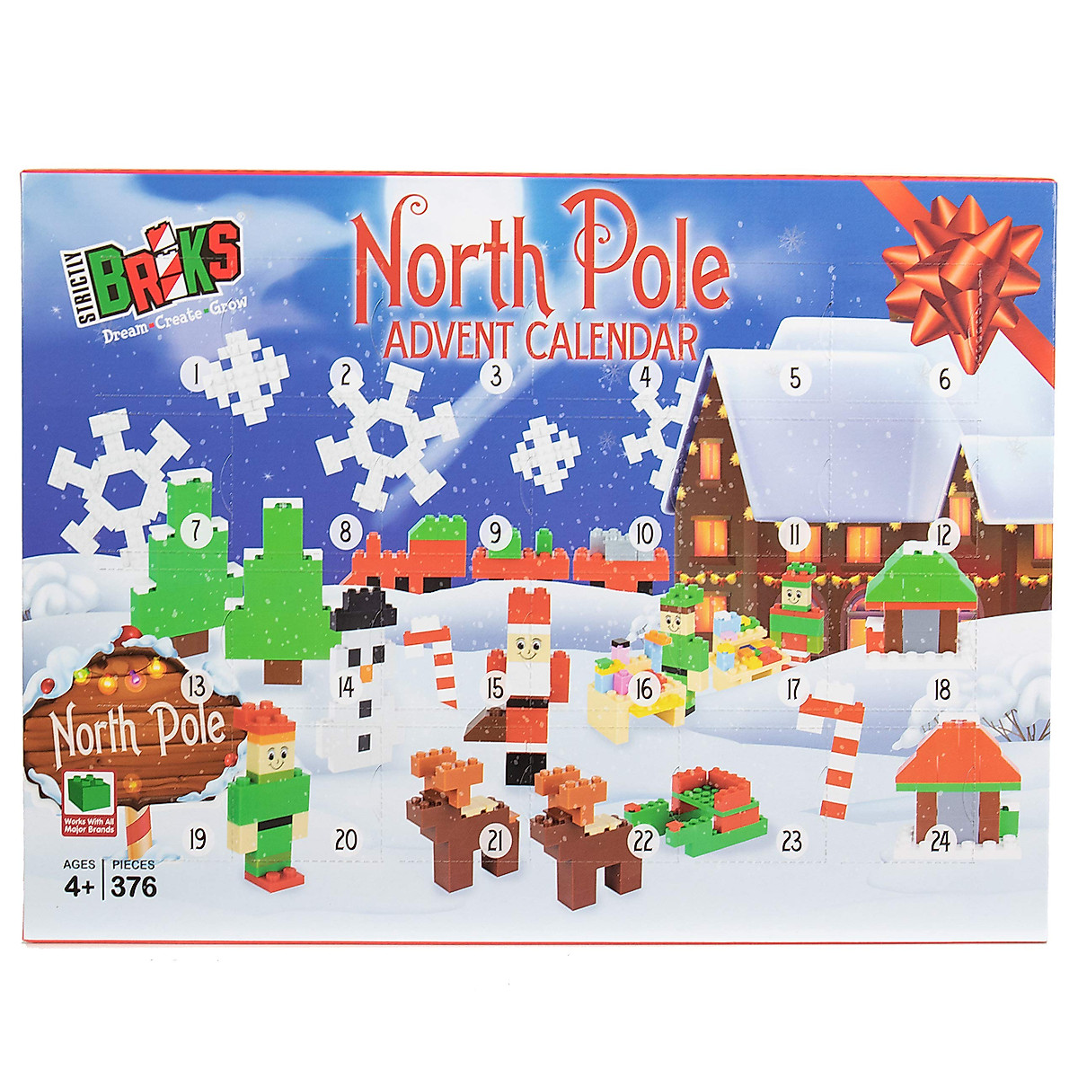 Strictly Briks Compatible with LEGO Duplo Classic Bricks Advent Calendar for Kids and Toddlers, Countdown to Christmas Building Block Toy, North Pole Theme, 376 Pieces