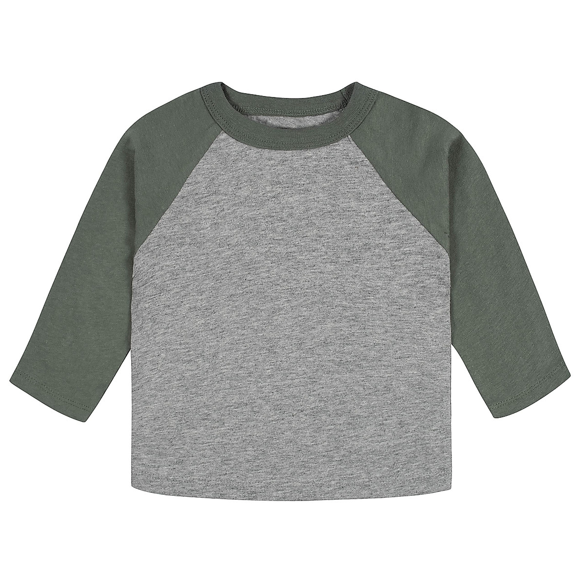 Gerber Baby Boys' 3-Pack Long Sleeve Baseball Tees, Green & Gray, 12 Months