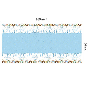 Suhelkit Donut Baby Sprinkle Decorations Boy Tablecloth - Sprinkled with Love Baby Shower Decorations Party Supplies Table Cover, Blue Donut Baby Shower Decorations Table Cloth, 3 Pack (54in x 108in)