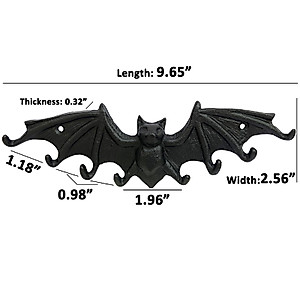 Hallocool Bat Key Holder Cast Iron Bat Key Hooks Decorative Hook Gothic Decor Vampire Bat Key Hanger Key Hooks for Hanging Dog Leash Wallet Belt Umbrella Towel, Bat Figure Wall Hook Halloween Bats