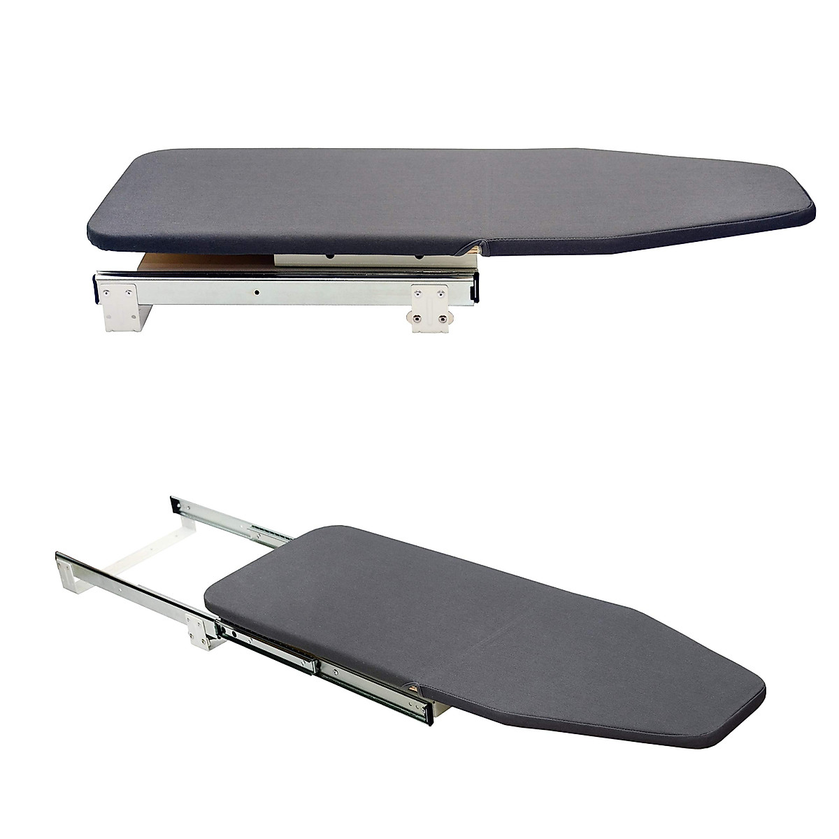 AKOZLIN Retractable Pull Out Ironing Board Closet Sliding Out Swivel Iron Board Mounted in Drawer with Heat Resistant Ironing Cover, Board Size: 31.88"*13", Gray