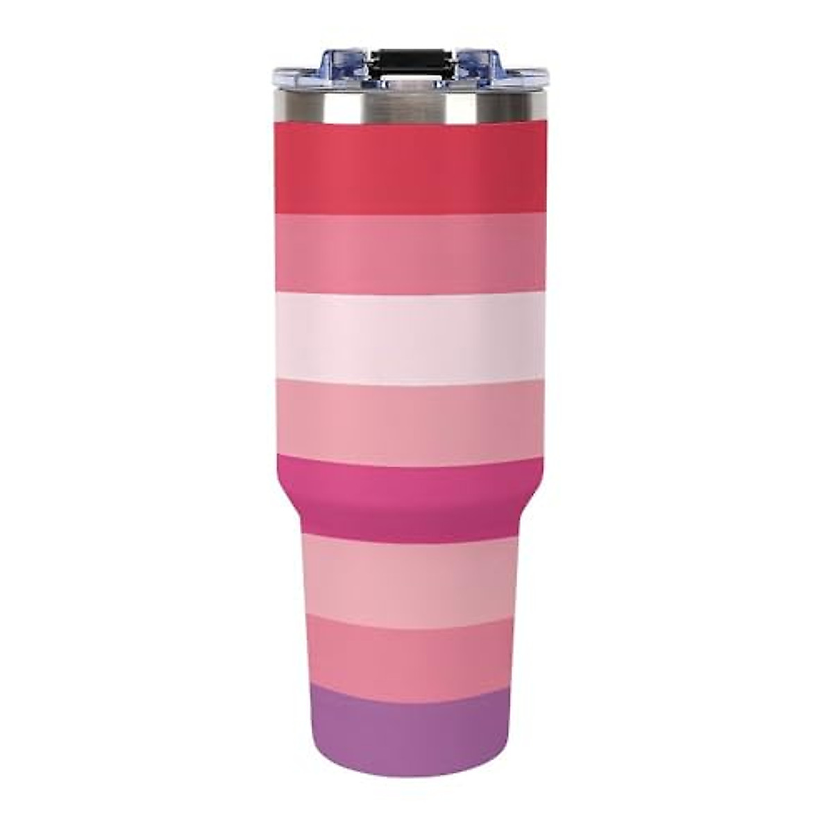 Lesbian Pride Flag 40 Oz Tumbler Insulated Stainless Steel Water Bottle Travel Mug Car Cup with Handle And Straw