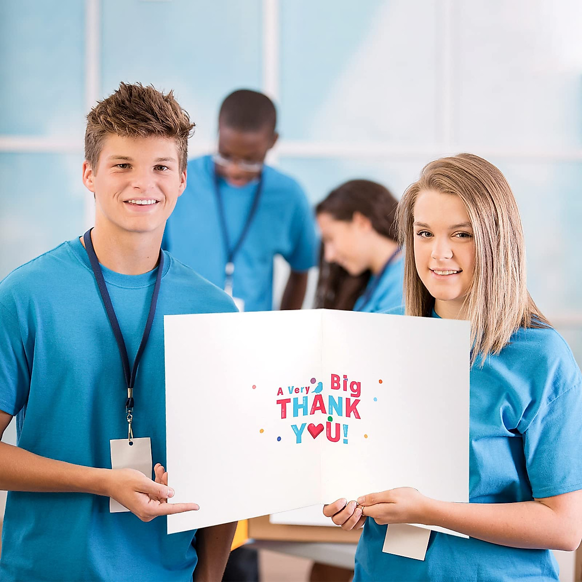 Giant Thank You Card with Envelope, 14 x 22 Inch Very Big Thank You Jumbo Greeting Card, Oversize Group Team Card Jumbo Message Greeting Cards for Wedding Graduation Baby Shower Party Gift (modern)