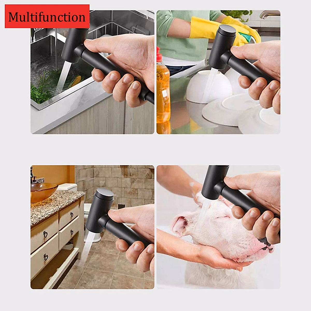 Bidet Sprayer Faucet Set Brass Handheld Toilet Bidet Attachment Pressure Sprayer Wall Mount Portable Shower Sprayer Set with Cold and Hot Water/Black and Chrome (Black and Chrome)