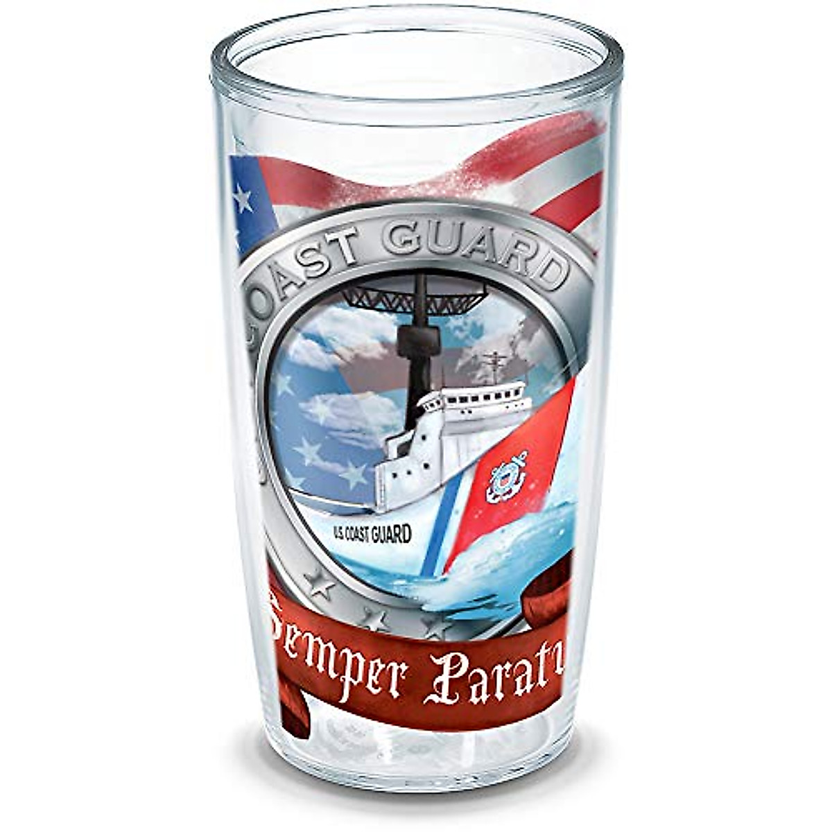 Tervis Coast Guard Boat Made in USA Double Walled Insulated Tumbler Cup Keeps Drinks Cold & Hot, 16oz, Unlidded