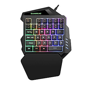 Arilove One-Handed Gaming Keyboard,RGB LED Wired Mechanical Mini Gaming Keyboard (Black, 2318.54cm)