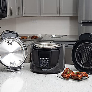 NuWave Duet Pressure Cooker, Air Fryer & Grill Combo Cooker Deluxe with Removable Pressure and Air Fry Lids, 6qt Stainless Steel Pot, 4qt Stainless Steel Air Fryer Basket