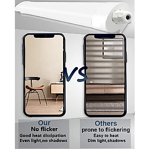 Super Bright LED Tube Light Fixture 2FT, 5000K Utility Shop Lights, IP66 Waterproof Garage Light, Ceiling and Under Cabinet Lighting, 30W 3300LM Tube Light for Bedroom Workbench Garage Kitchen Office