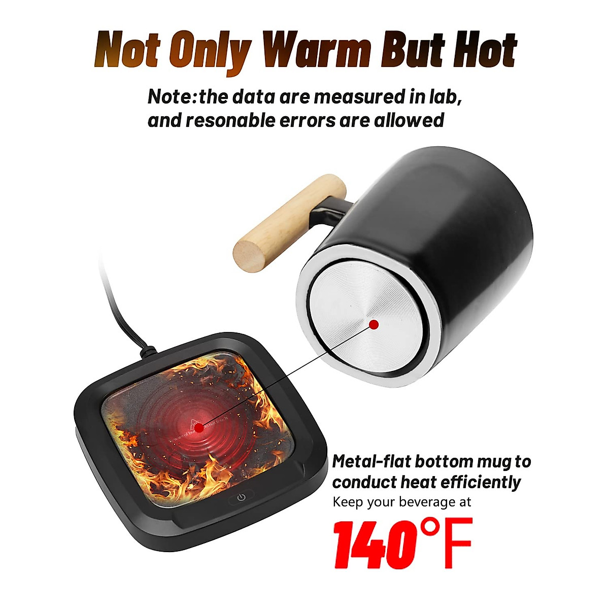 HOWAY Coffee Warmer & Mug Set, Coffee Mug Warmer for Desk Auto Shut Off Warmer Plate with Flat Bottom Ceramic Cup Warm Water, Tea, Cocoa and Milk (Mug Included)