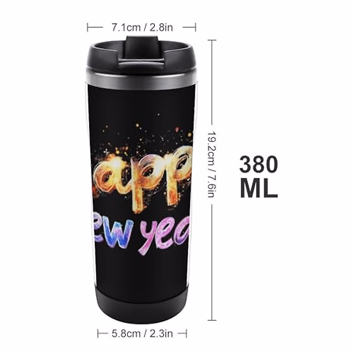 Happy New Year Travel Coffee Mug Reusable Insulated Drinking Cup with Lid for Home Outdoor Works 13 Oz