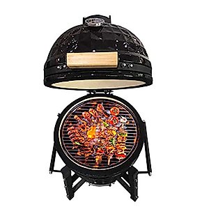 RJMOLU 15 Inch Ceracmic Kamado Grill Outdoor Kitchen Style Egg Ceramic BBQ Grill for Picnic Garden Terrace Camping Travel
