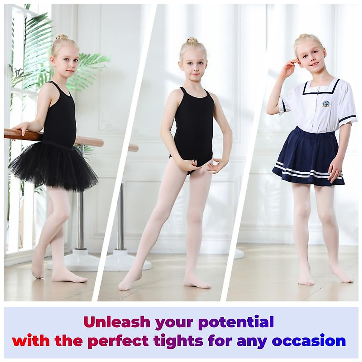 DIPUG Ballet Tights for Girls Dance Tights Toddler Pink Girls Thick Soft Footed Kids Ballet Tights, Ballet Pink Size 3-5 Years, 1 Pack