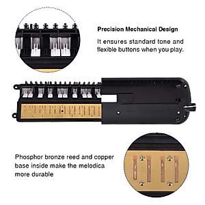 EASTROCK 32 Key Melodica Instrument Air Piano Keyboard Soprano Melodica with 2 Mouthpieces Tube Sets, Carrying Bag for Kids Beginners Adults Gift, Black