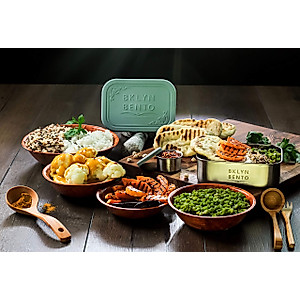 Stainless Steel Food Container & Condiment Holder | Leak Proof Silicone Lid | Metal Lunch Box | Bento Box | Portion Control Snacks Dressings [2 PCS Set/Green]