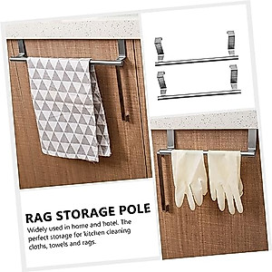 DOITOOL 2pcs Stainless Steel Towel Rack Over Door Towel Holder Cabinet Towel Holder Bathroom Towel Shelf Multi Hanger Multi Purpose Hanger Towel Storage Pole Individual Bracket Back Style