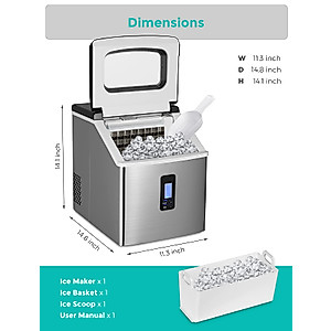 SOUKOO Ice Maker Countertop with 40lbs/Day (18F)…