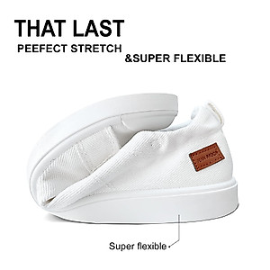 JENN ARDOR Womens Stylish Canvas Slip On Sneakers Low Top Casual Walking Shoes with Comfort, Durable, Lightweight, Non-Slip A-White