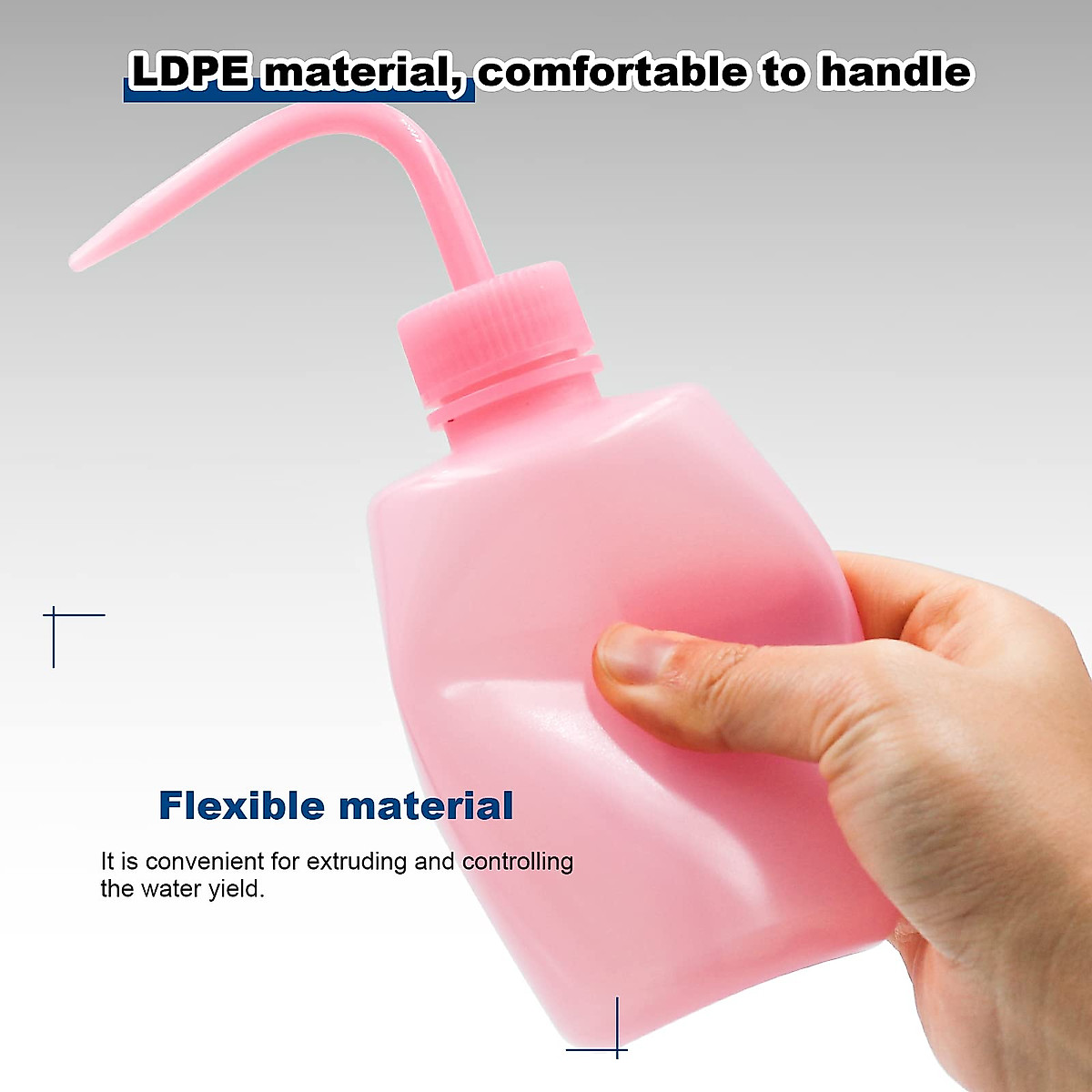 Heylcm 2Pcs 250ml Plastic Wash Bottle with Cap, 8.5oz Pink Narrow Mouth Tattoo Wash Bottle No Spill Safety Squeeze Squirt Bottle with Straw Funnel for Lab Gardening Tattoo Supplies(250ml, Pink)