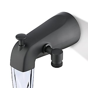 Sperwoesy All Metal Tub Spout with Diverter Matte Black, Fits 1/2” or 3/4" Threaded Pipes, Bathtub Faucet with Shower Diverter for Convenient Water Control