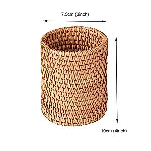 Eiyye Handmade Rattan Pencil Holder, Handmade Makeup Brush Holder, Rattan Pen Cup For Office&Home Desktop Organizer