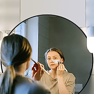 Catollova Black Round Wall Mirror 30 Inch, Bathroom Mirror with Black Metal Frame, Circle Wall Mirror for Vanity, Entryway, Living Room, Home Decor