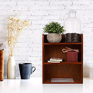 VOSAREA Floating Shelf Rack Wooden Figurine Shadow Box Drawer Organizer for Wall Mount Counter Top Cabinet Wood Color