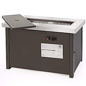 Barton Outdoor Propane Gas Fire Pit Patio Garden Flame w/Firepit Heater Weather Cover, ANSI Certificated 50,000BTU