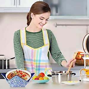 BASEPOW Microwave Bowl Holders,Microfiber Heat Resistant Bowl Holders,Microwave Bowl Huggers for Hot and Cold Bowls Plates Dish,Pack of 4 (Blue)