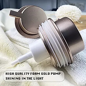 GIRLUFO White Soap Dispenser,Kitchen Foaming Ceramic Soap Dispenser with Champagne Gold Pump,Foam Soap Dispenser for Cleanser Essence,Shower Gel,11.5OZ Sanitizer Dispenser