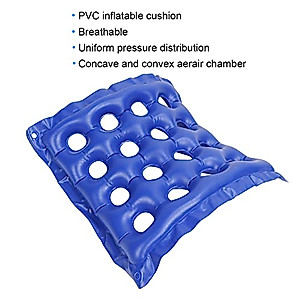 Inflatable Seat Cushion, PVC 16 Holes Inflatable Chair Cushion Anti Decubitus Ergonomic Chair Cushion Coccyx Sciatica Chair Pad Ideal for Long Sitting with Pump Blue