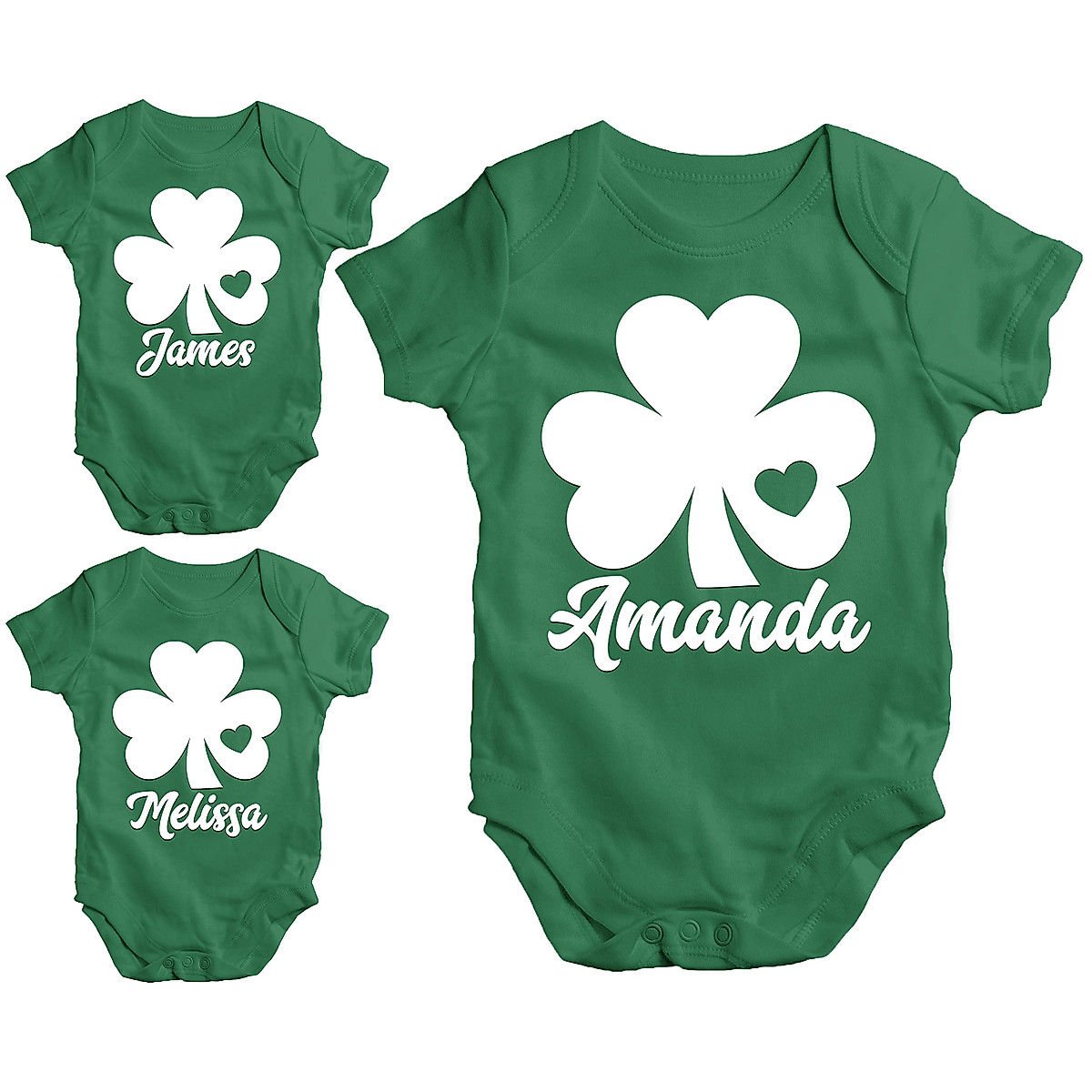 Ugly Christmas Sweater Personalized St. Patrick's Day Green Baby Short Sleeve Onesie w/Name