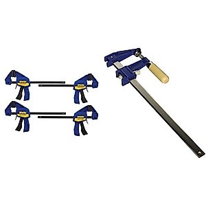IRWIN QUICK-GRIP Clamps, One-Handed, Mini Bar, 6-Inch, 4-Pack (1964758) and IRWIN Tools QUICK-GRIP Handi-Clamp, 1 1/2-Inch (59100CD)