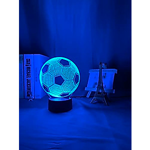 Windgro 3D Illusion Football Night Light for Kids Soccer Football Desk Lamp Football Gifts, Football Night Lights for Boys Room 16 Color Changes and Remote Control, Birthday, Christmas Gift