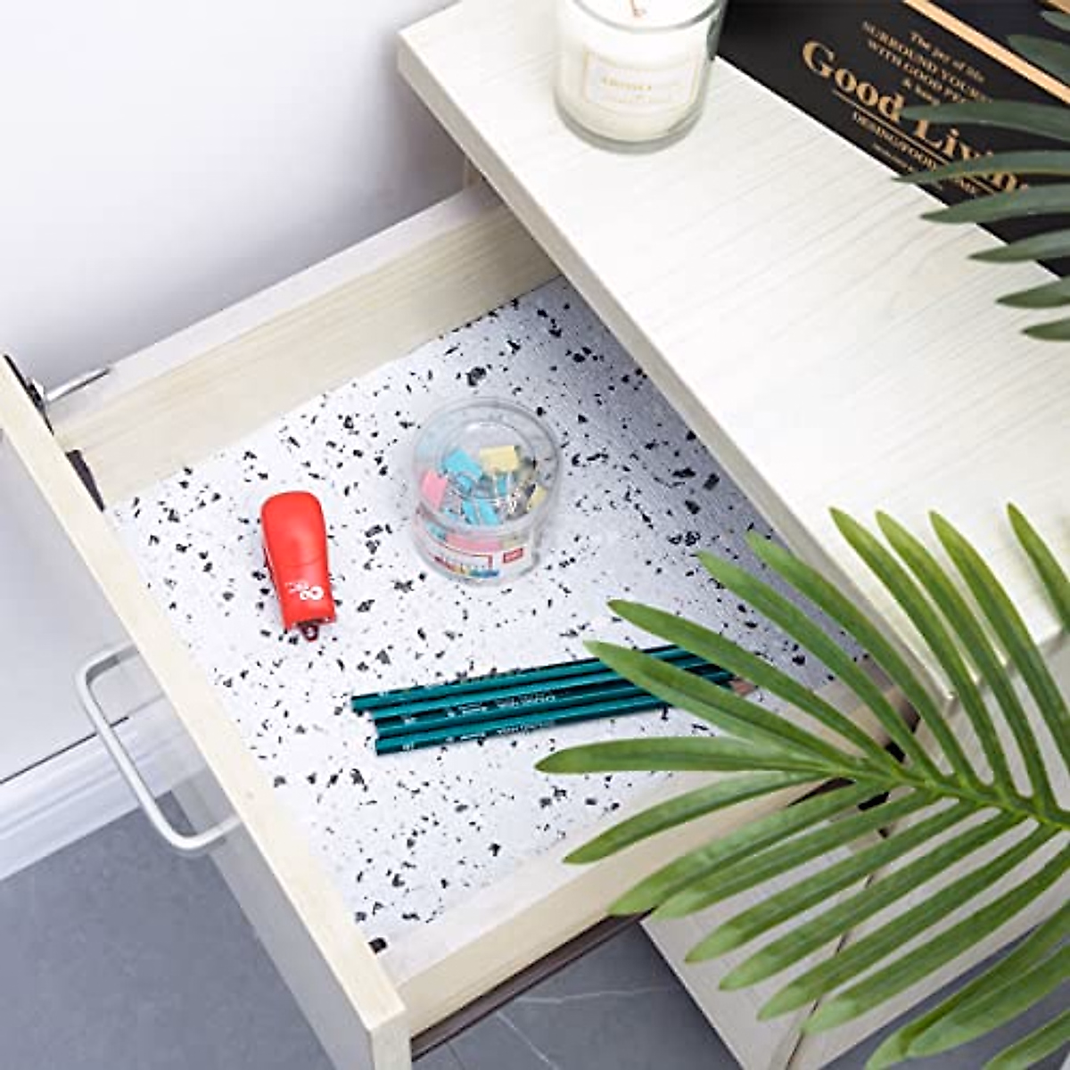 DwellAid Print Drawer Liner Non Adhesive for Kitchen, 18x48in*2Rolls, Waterproof Shelf Liner Durable Anti-Slip for Kitchen Cabinets Shelf Liners for Kitchen Cabinets